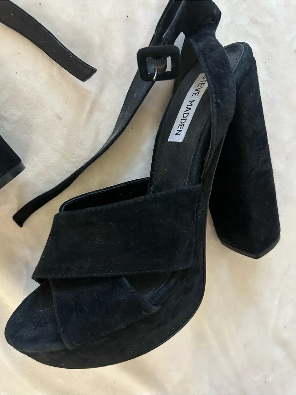 Steve Madden | Shoes | Steve Madden Black Suede Platform Block Heel ...